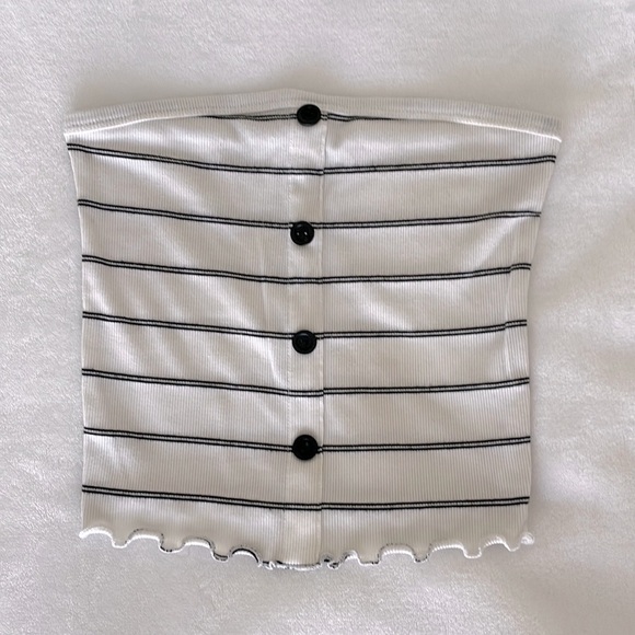 Tops | White Black Striped Tube Top | Poshmark